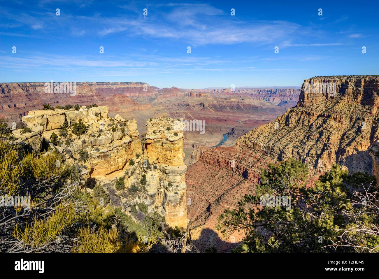 Canyon landscape, gorge of the Grand Canyon, Colorado River, view from ...