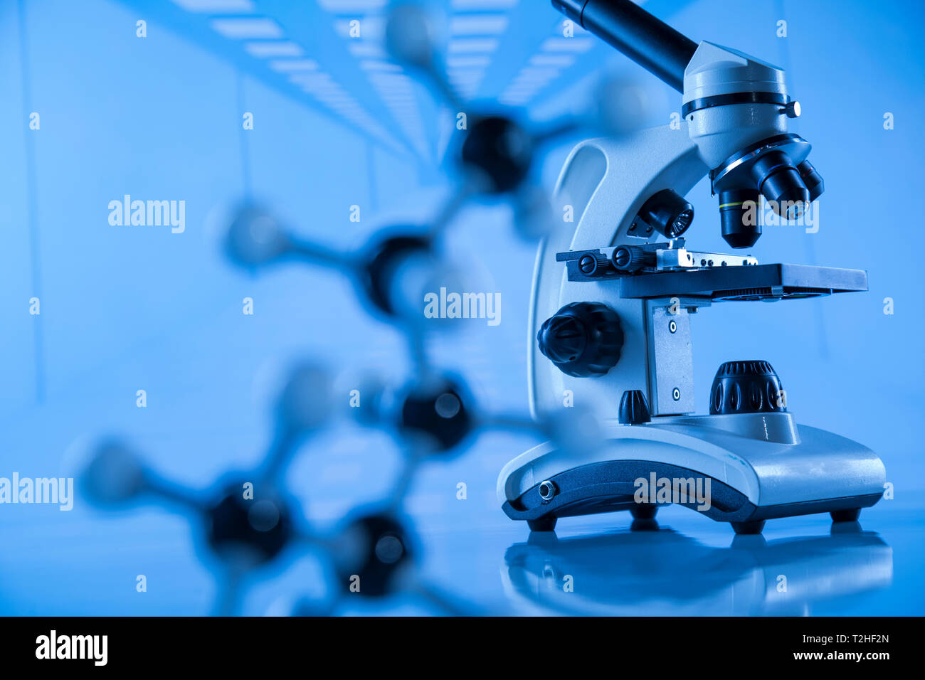 Laboratory beakers,Science experiment, blue background Stock Photo - Alamy