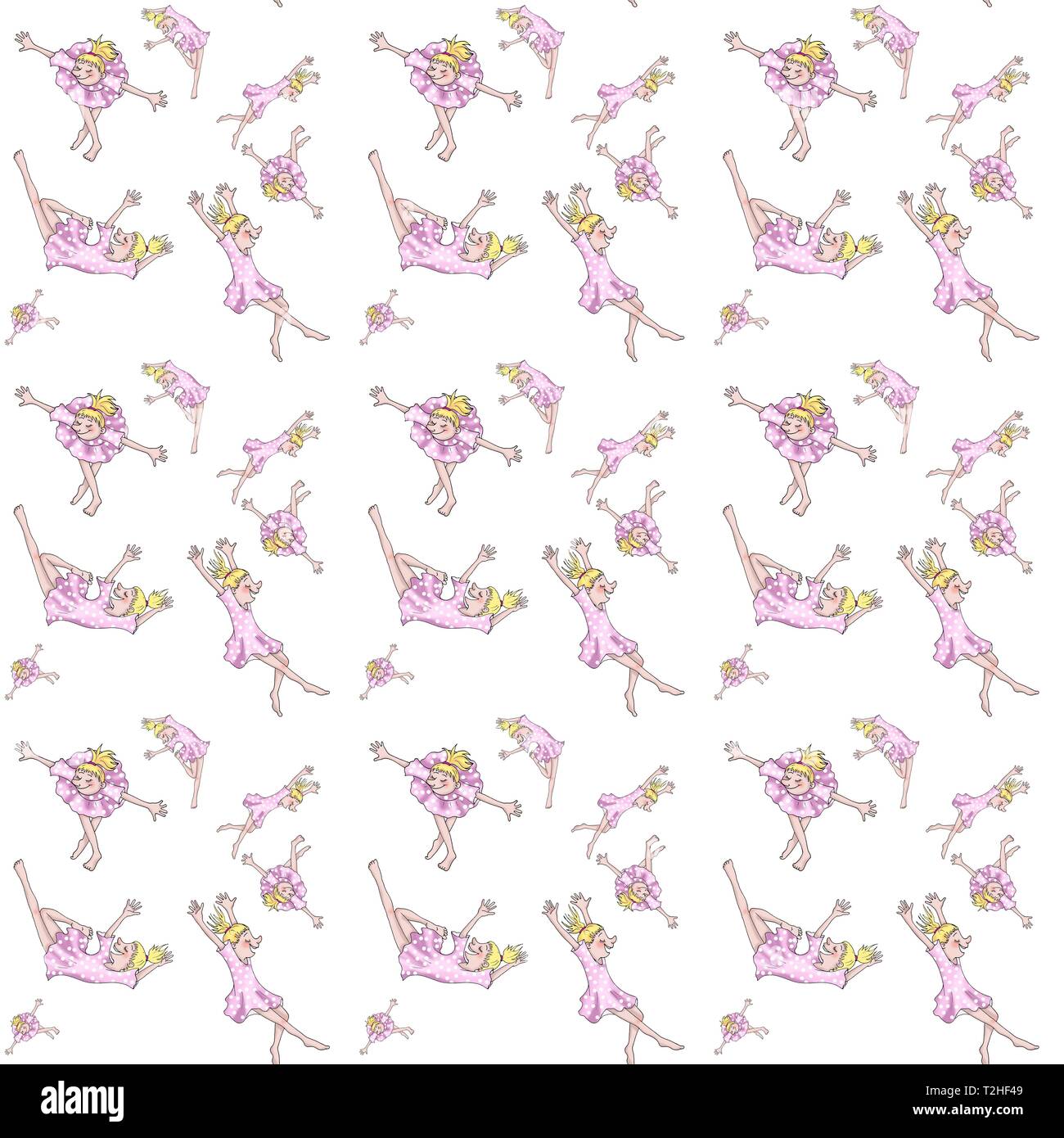 Wallpaper, wrapping paper, seamless pattern, ballet, blonde dancers ...