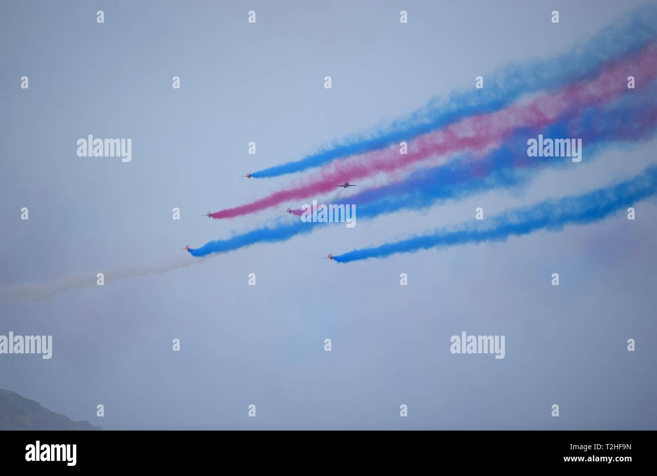 Red Arrows aerobatic display 170817 Stock Photo - Alamy
