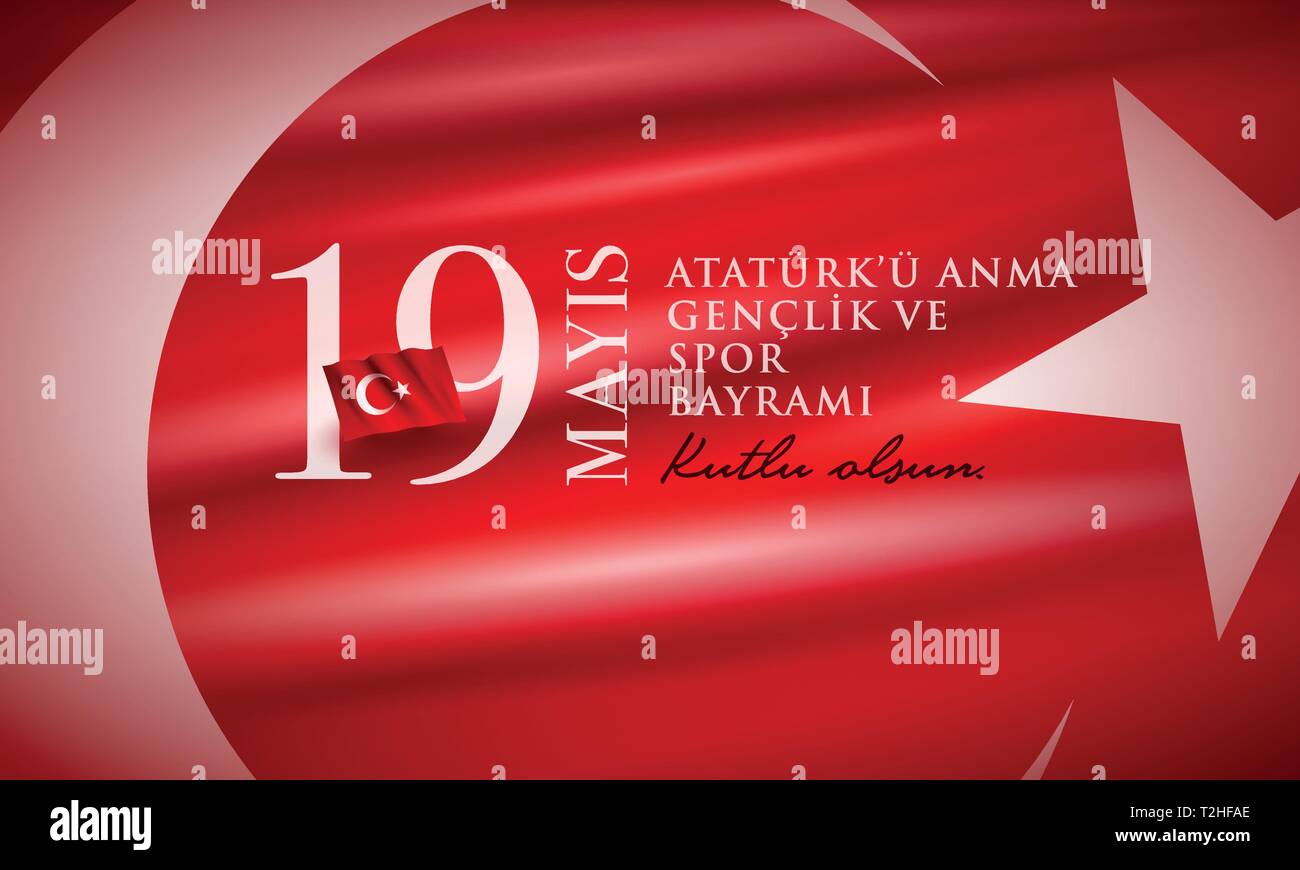 19 mayis Ataturk'u Anma, Genclik ve Spor Bayrami greeting card design ...