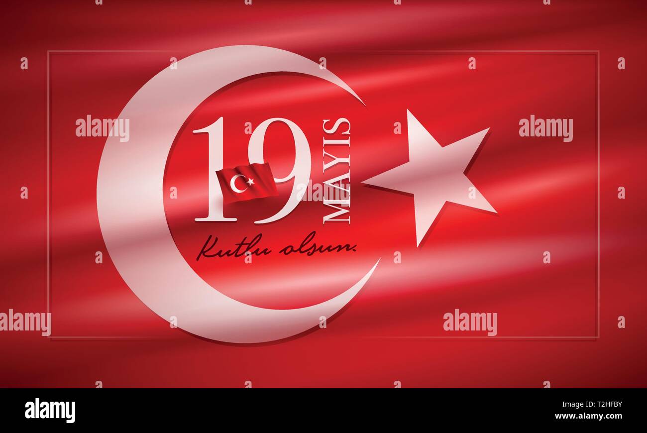 19 mayis Ataturk'u Anma, Genclik ve Spor Bayrami greeting card design ...