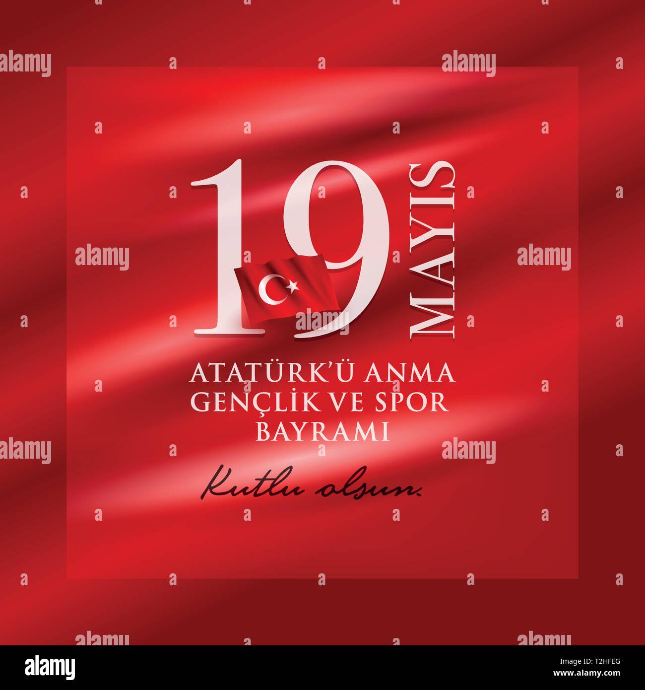 19 mayis Ataturk'u Anma, Genclik ve Spor Bayrami greeting card design ...