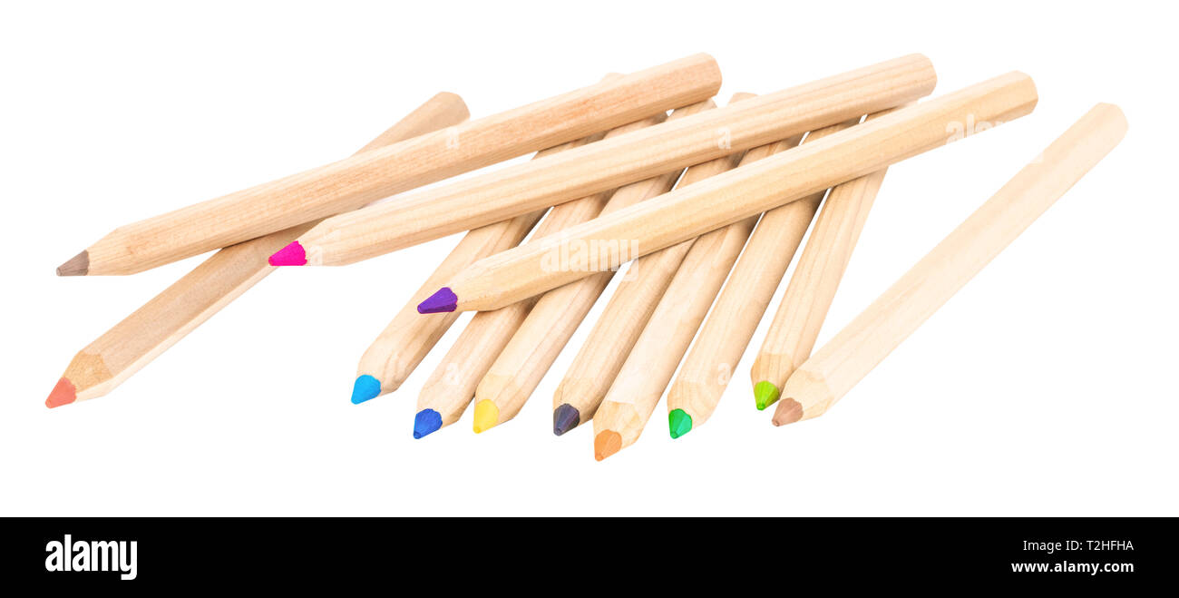 assorted color pencils, isolated on white background Stock Photo - Alamy