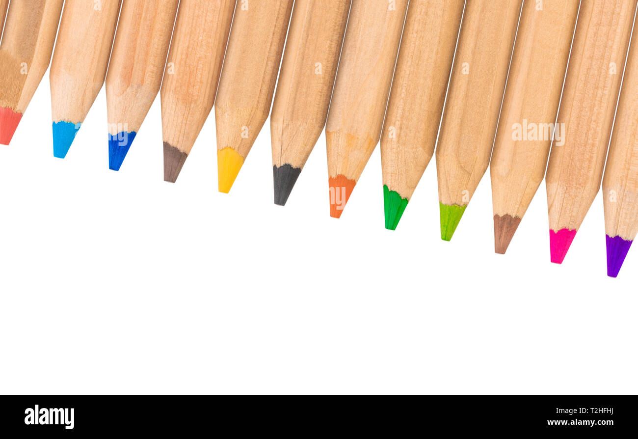 assorted color pencils, isolated on white background Stock Photo - Alamy