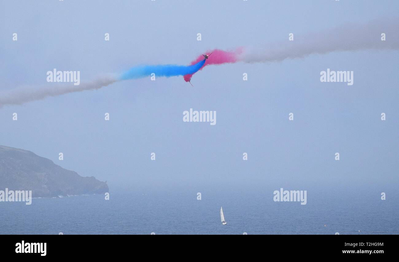 Red Arrows aerobatic display 170817 Stock Photo - Alamy