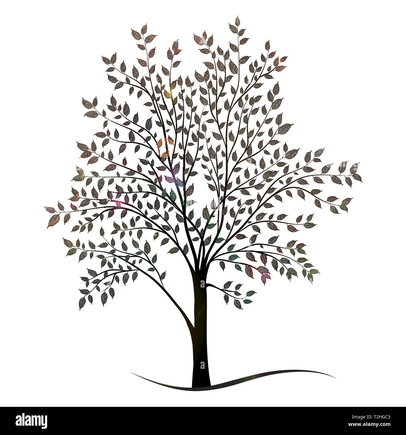 Tree with leaves silhouette vector Stock Vector Image & Art - Alamy