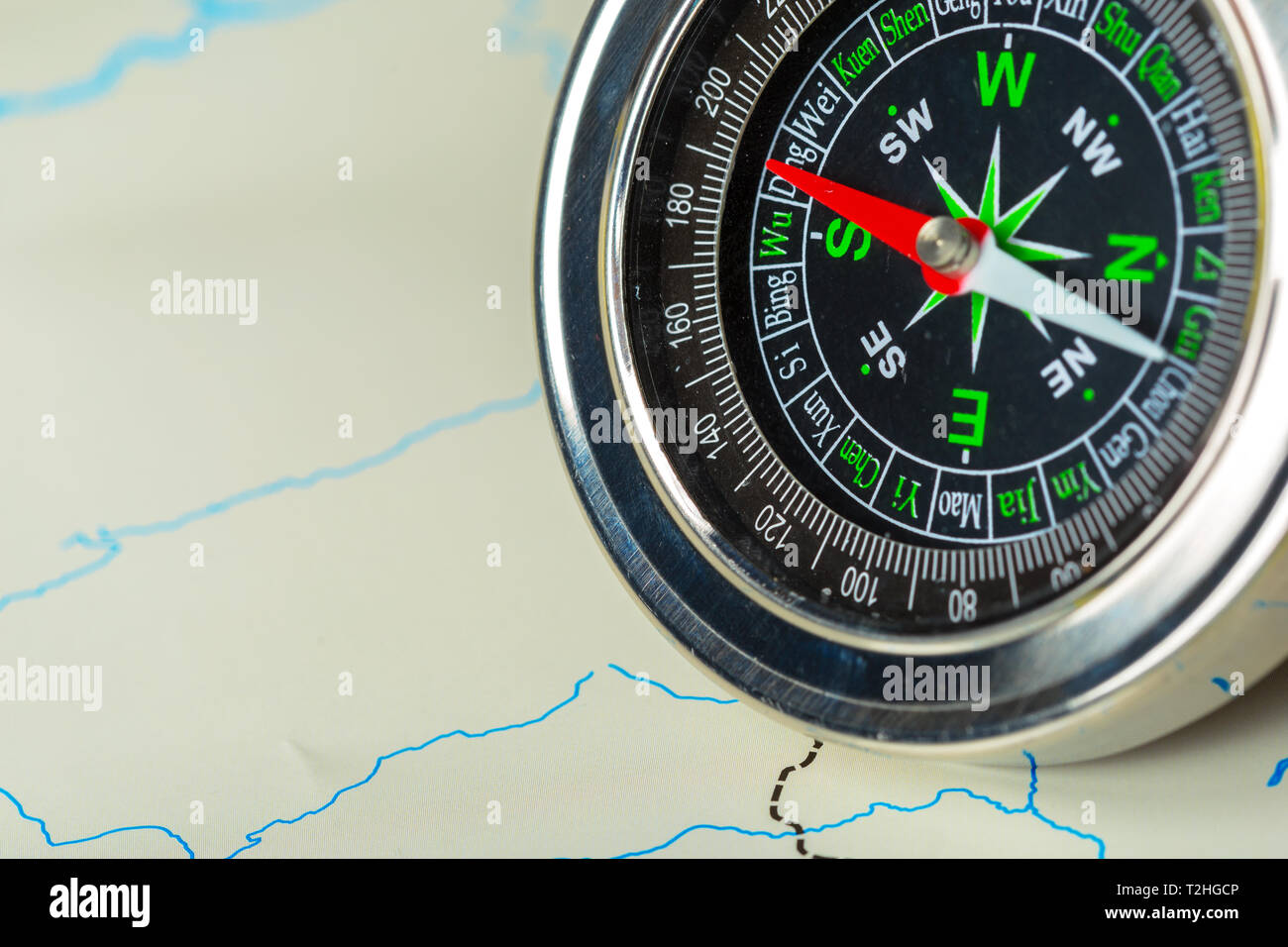 compass on map background travel Stock Photo - Alamy