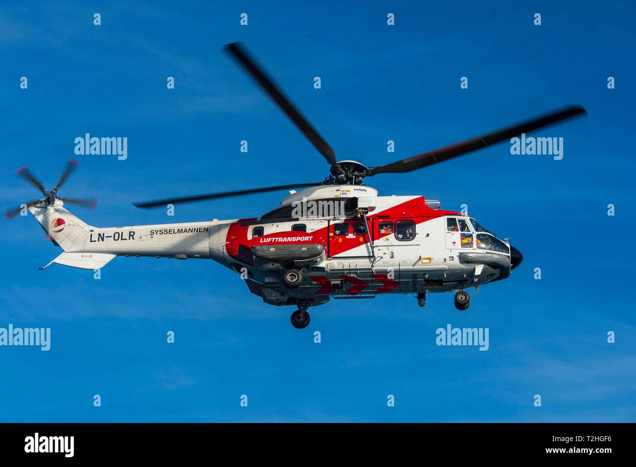 Helicopter for rescue operation, Norvegian rescue service Sysselmannen ...