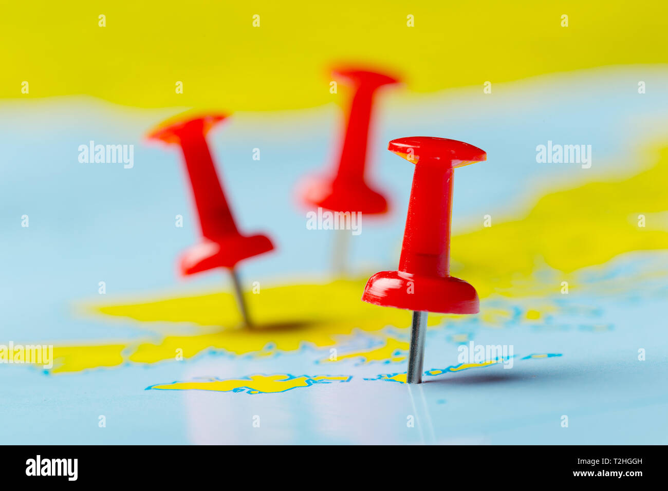 Travel destination points on a map Stock Photo - Alamy