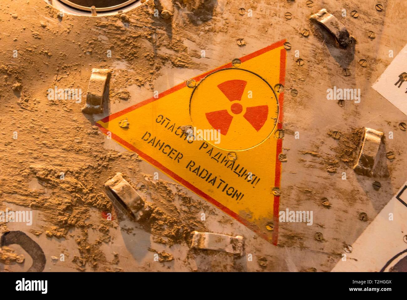 Warnings in Russian, Soyuz spaceship capsule, manned module, The Museum ...