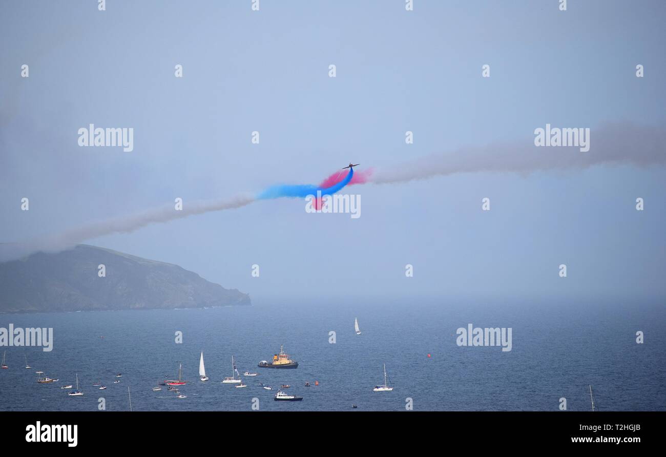 Red Arrows aerobatic display 170817 Stock Photo - Alamy