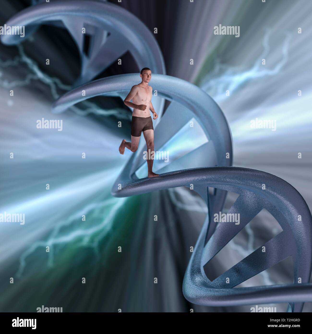 Mann runs on Helix, Germany Stock Photo - Alamy