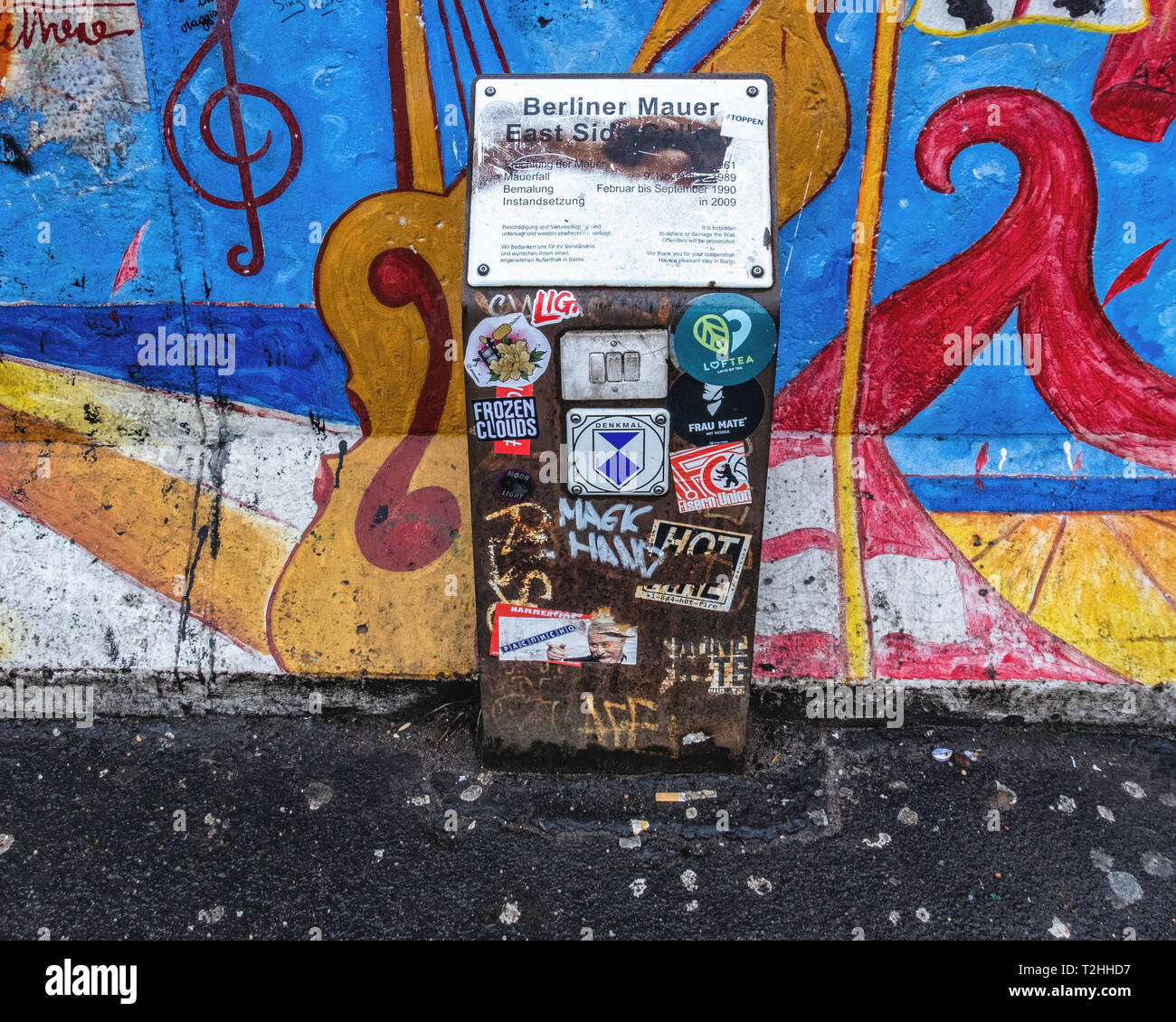 Berlin,Friedrichshain. Berlin Wall East Side Gallery Information sign ...