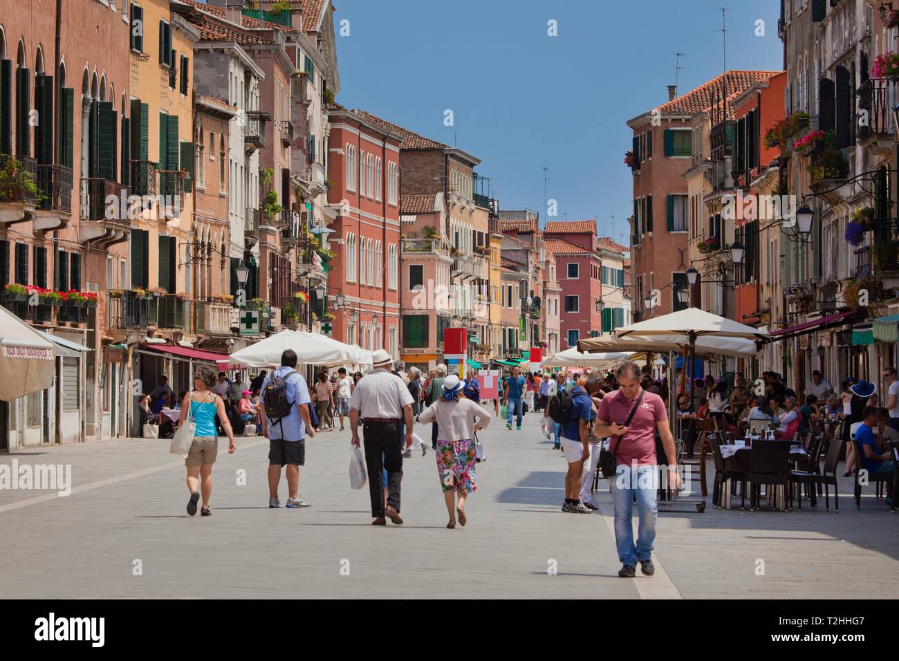 People walking along Via Garibaldi in Venice, Veneto, Italy, Europe ...