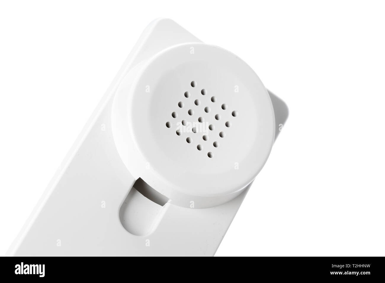 White business telephone receiver phone handset macro isolated Stock ...