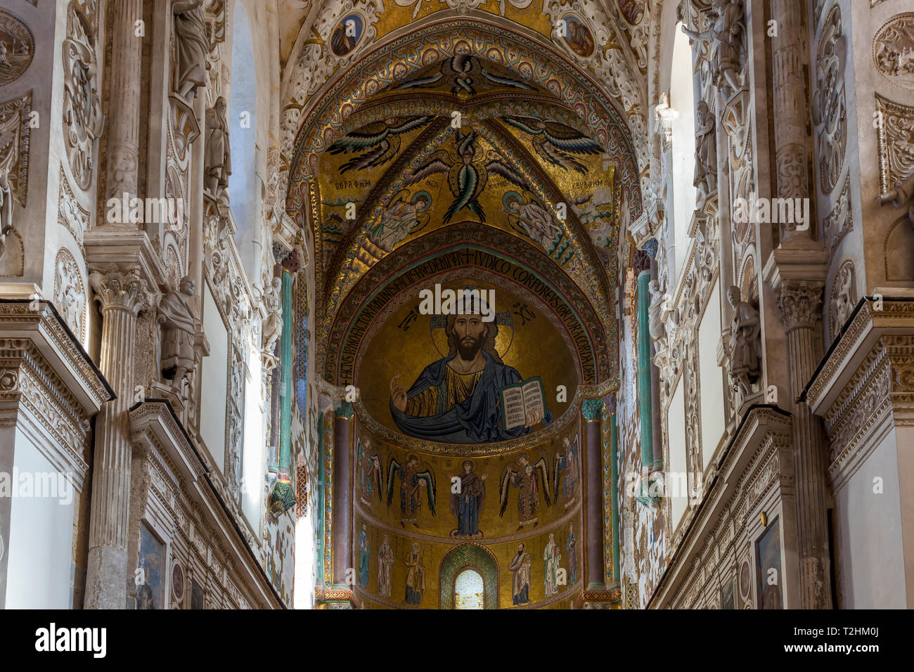 Interior of the cathedral of Cefalu, Sicily, Italy, Europe Stock Photo ...
