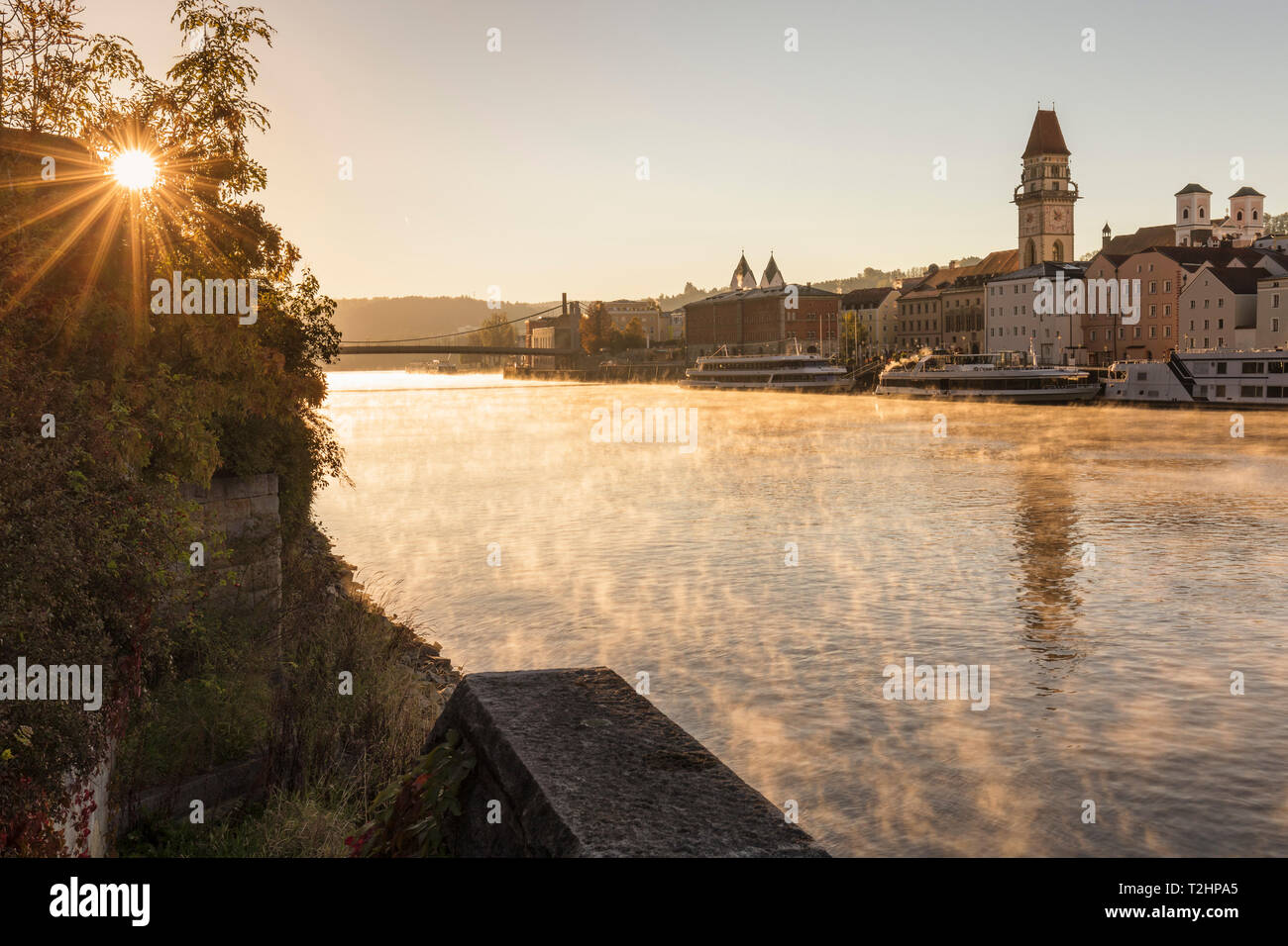 Danube river at sunrise in Passau, Germany, Europe Stock Photo - Alamy