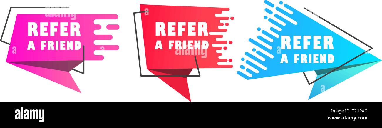 Refer a friend sticker and refer friends shopping label Stock Vector ...