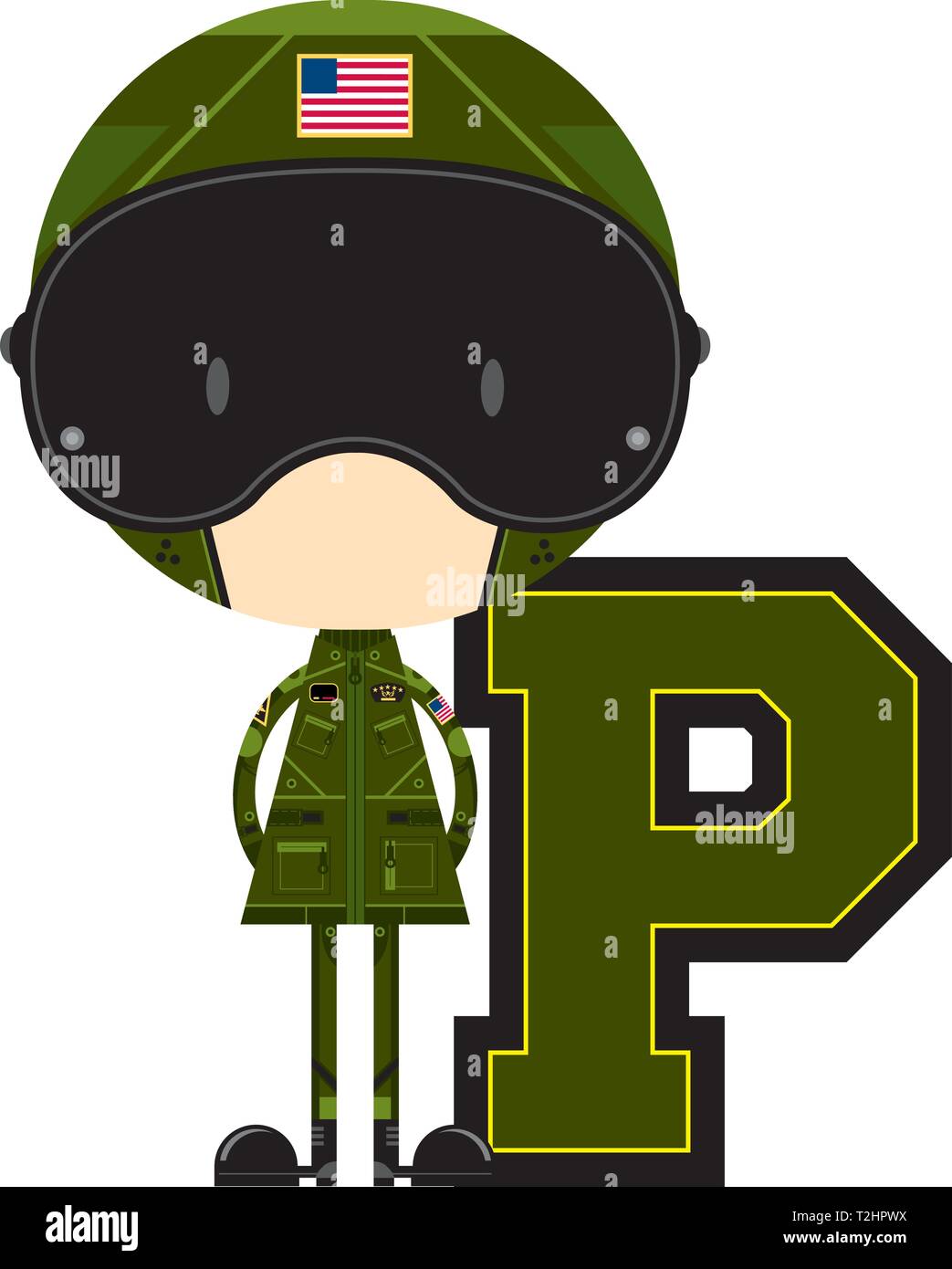 P is for Pilot Alphabet Learning Illustration Stock Vector Image & Art ...