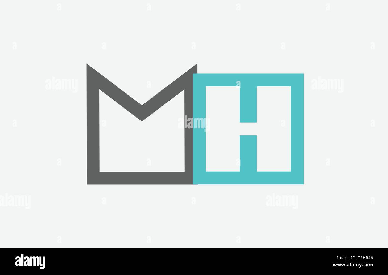 blue grey alphabet letter logo combination mh m h design suitable for a ...