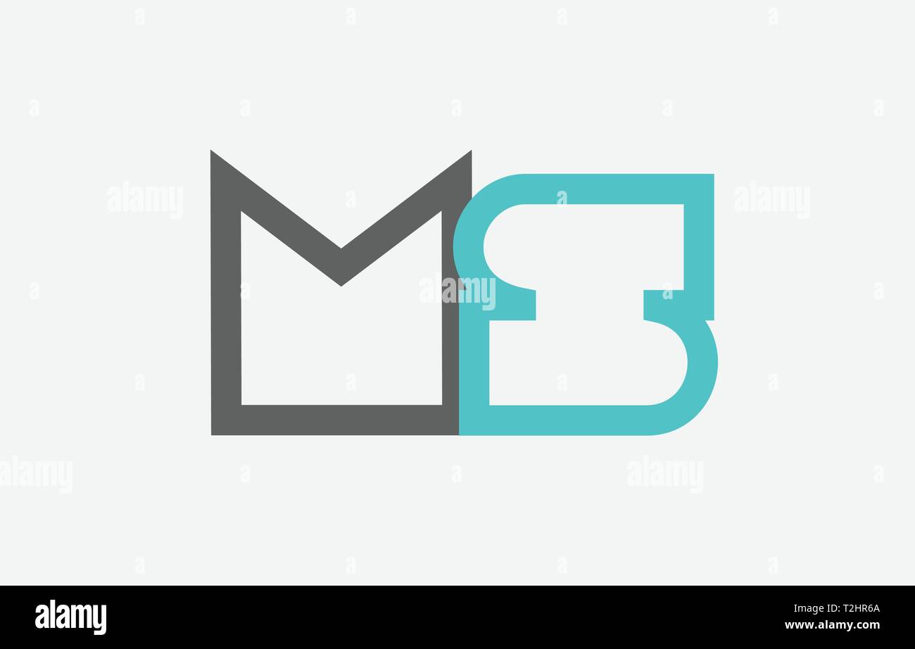 blue grey alphabet letter logo combination ms m s design suitable for a ...