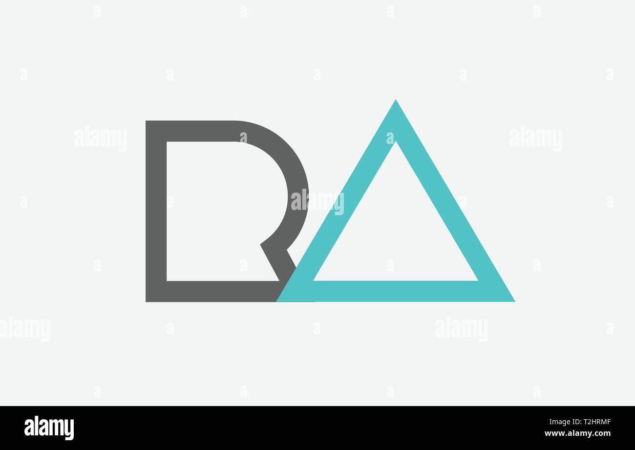 blue grey alphabet letter logo combination ra r a design suitable for a ...