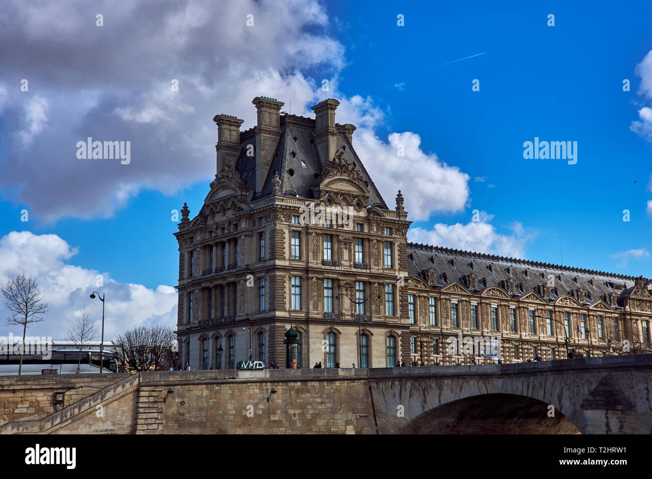 Amazing view from Seine river in the historical center of Paris against ...