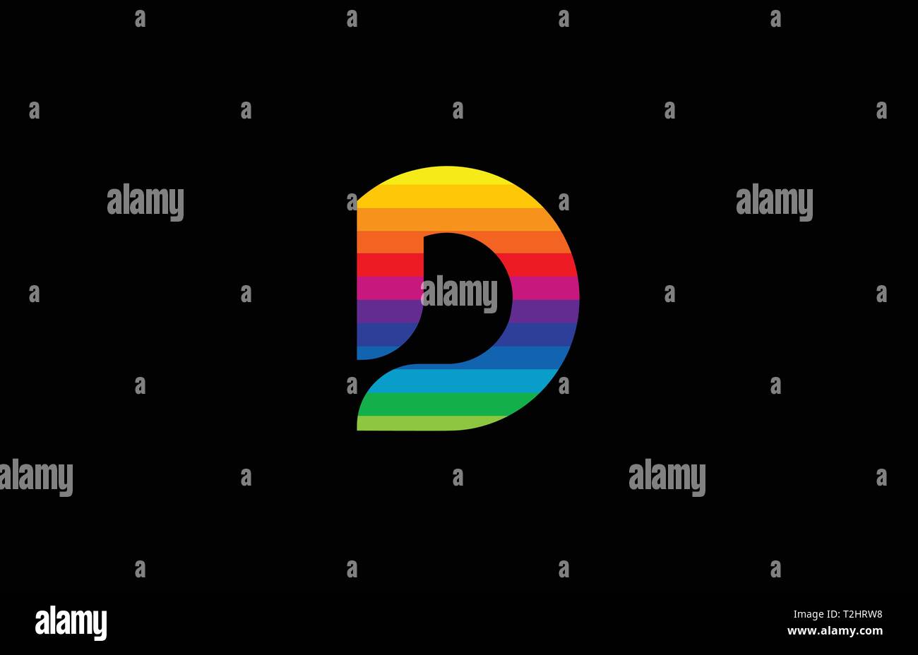 rainbow color colored colorful alphabet letter d logo design suitable ...