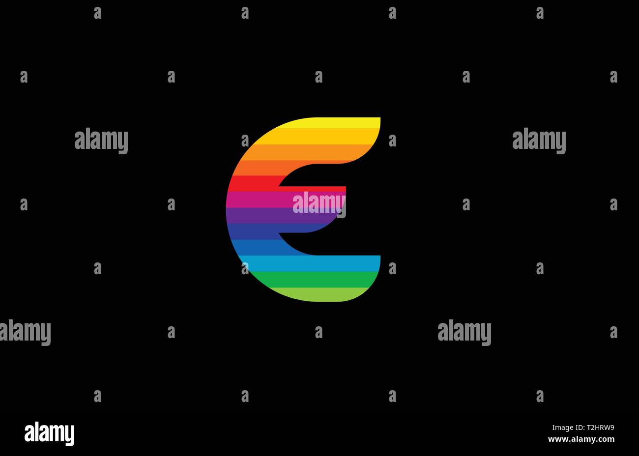 rainbow color colored colorful alphabet letter e logo design suitable ...