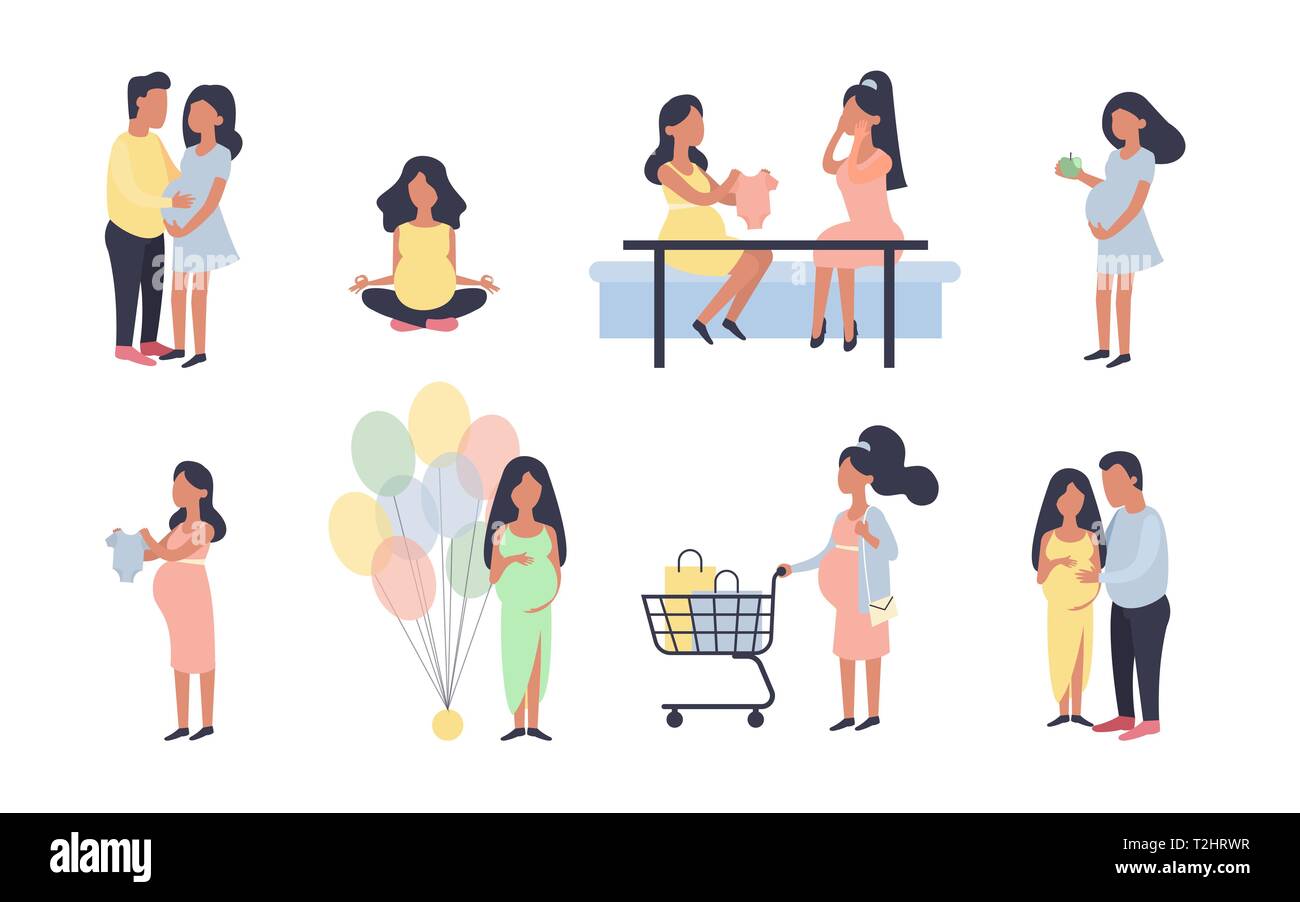 Pregnant lady holding belly Stock Vector Images - Alamy