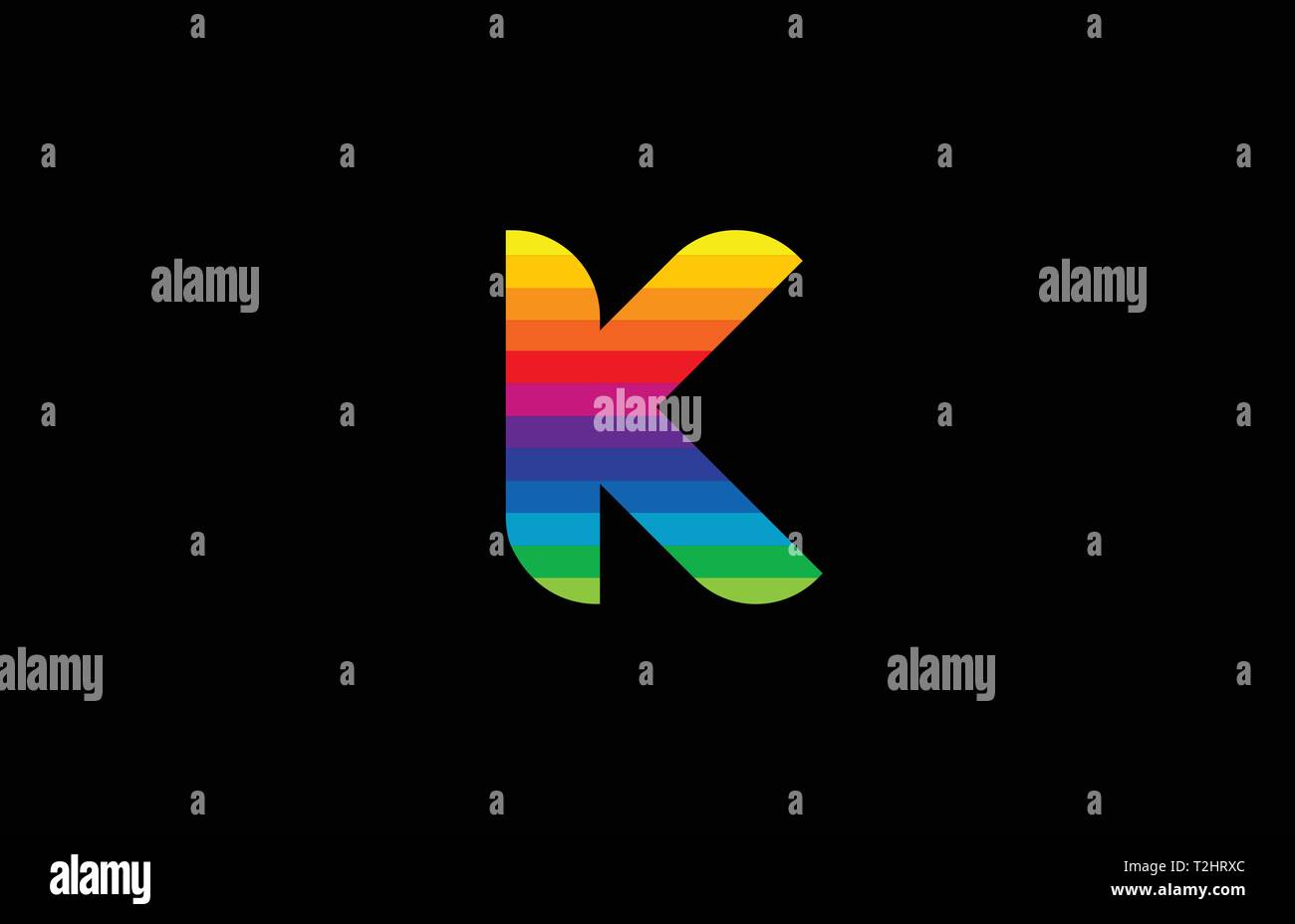 rainbow color colored colorful alphabet letter k logo design suitable ...