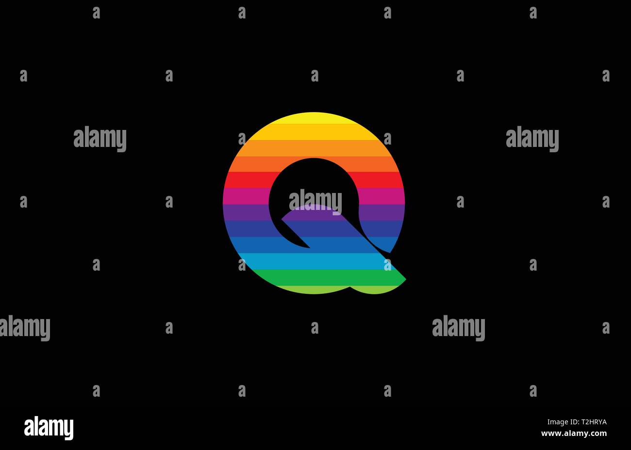 rainbow color colored colorful alphabet letter q logo design suitable ...