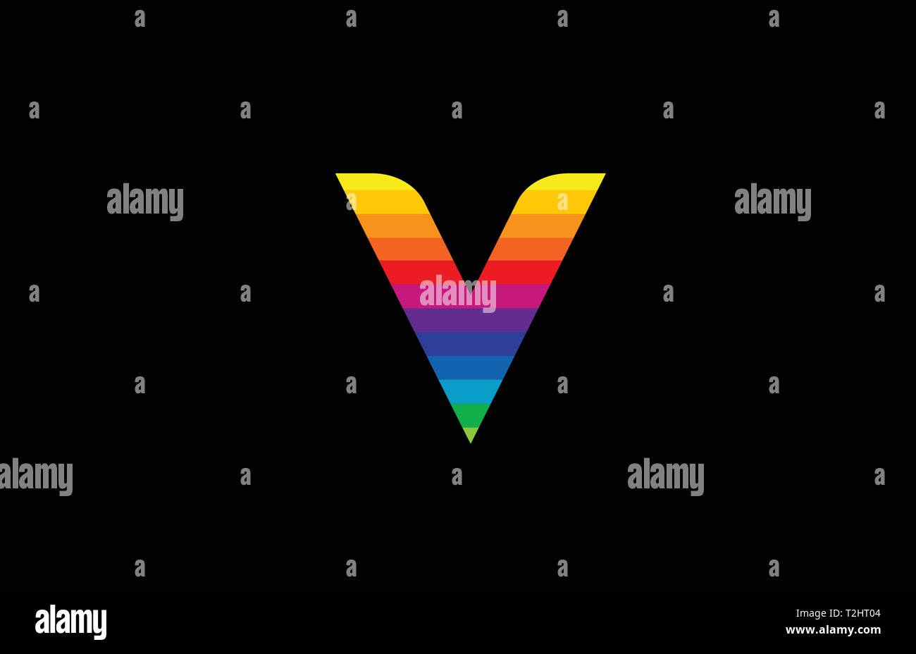 rainbow color colored colorful alphabet letter v logo design suitable ...
