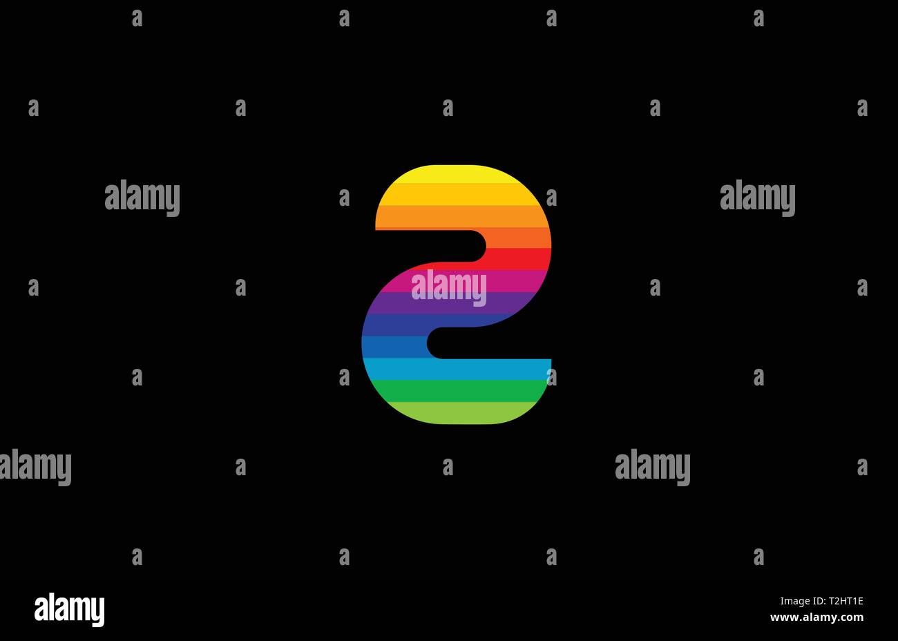 rainbow color colored colorful number 2 two logo design suitable for a ...