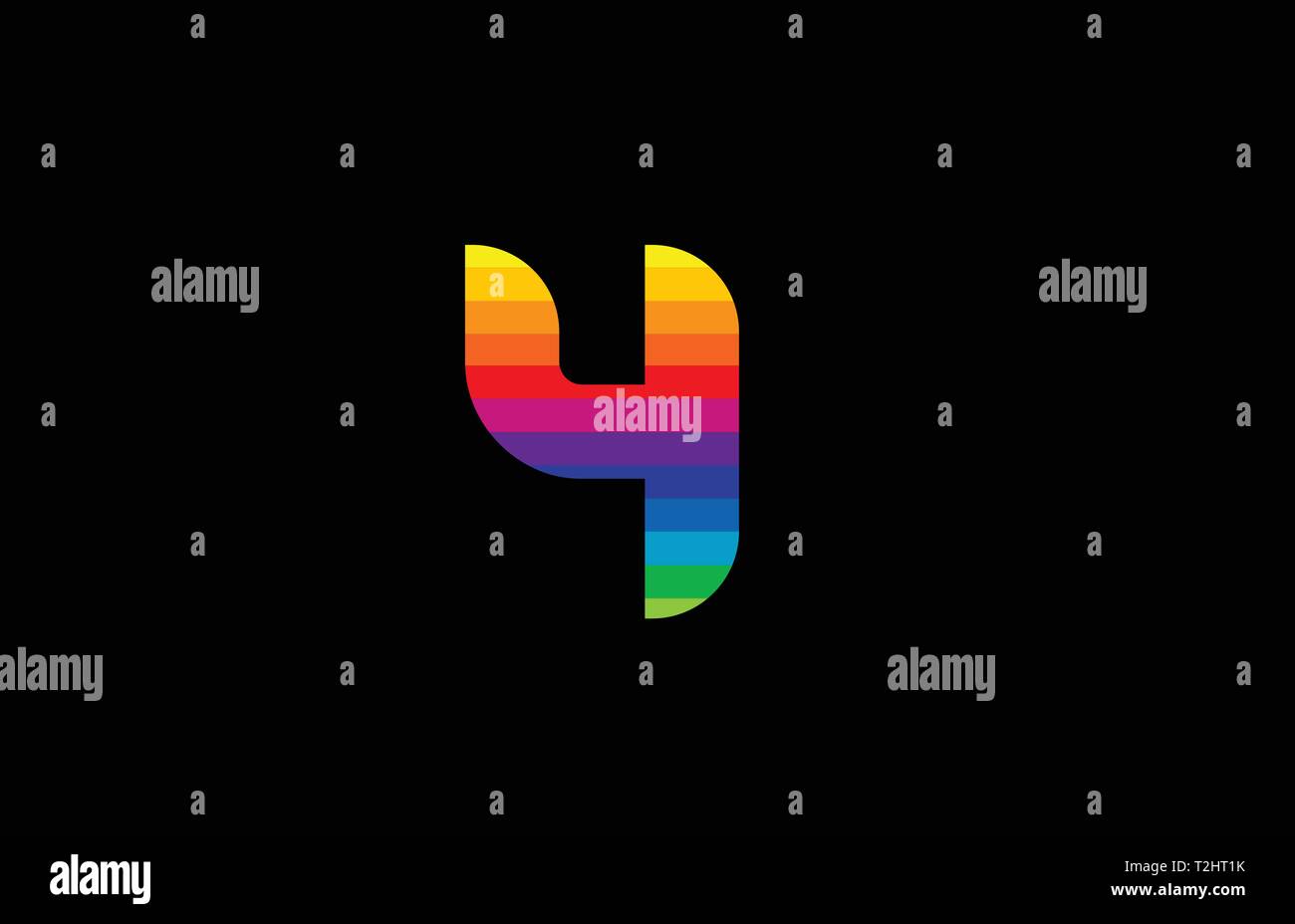rainbow color colored colorful number 4 logo design suitable for a ...