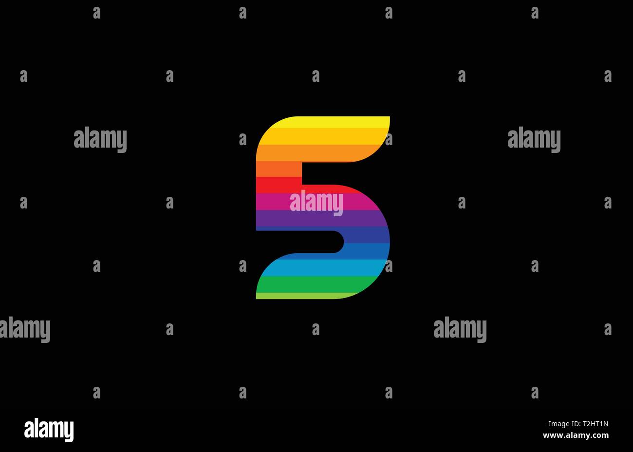 rainbow color colored colorful number 5 logo design suitable for a ...