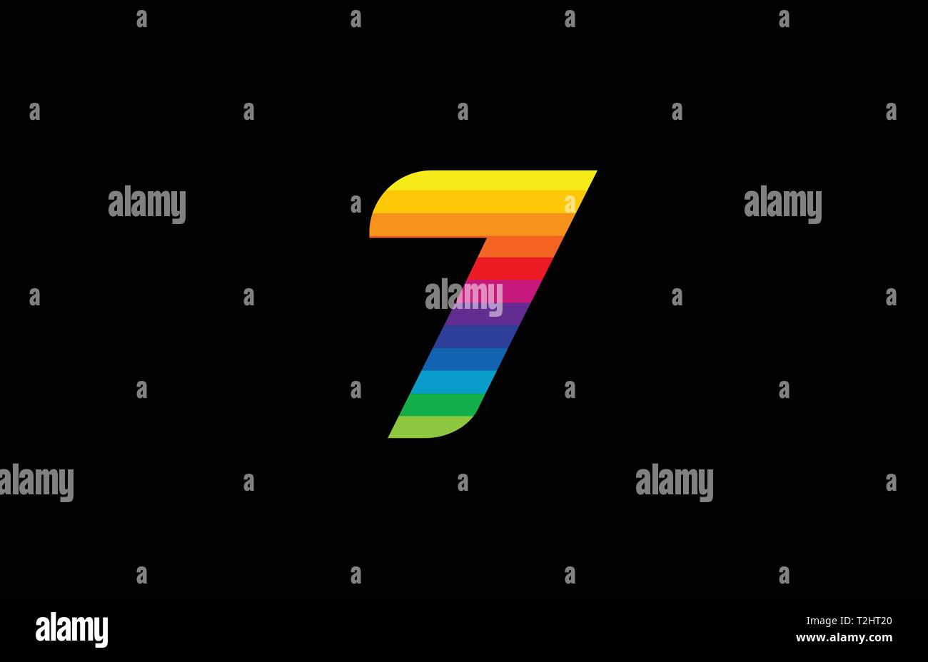 rainbow color colored colorful number 7 logo design suitable for a ...