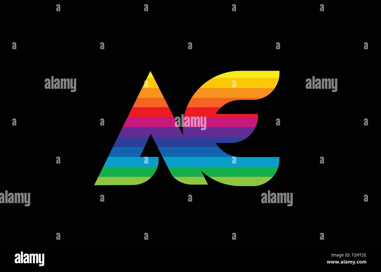 rainbow color colored colorful alphabet letter ae a e logo combination ...