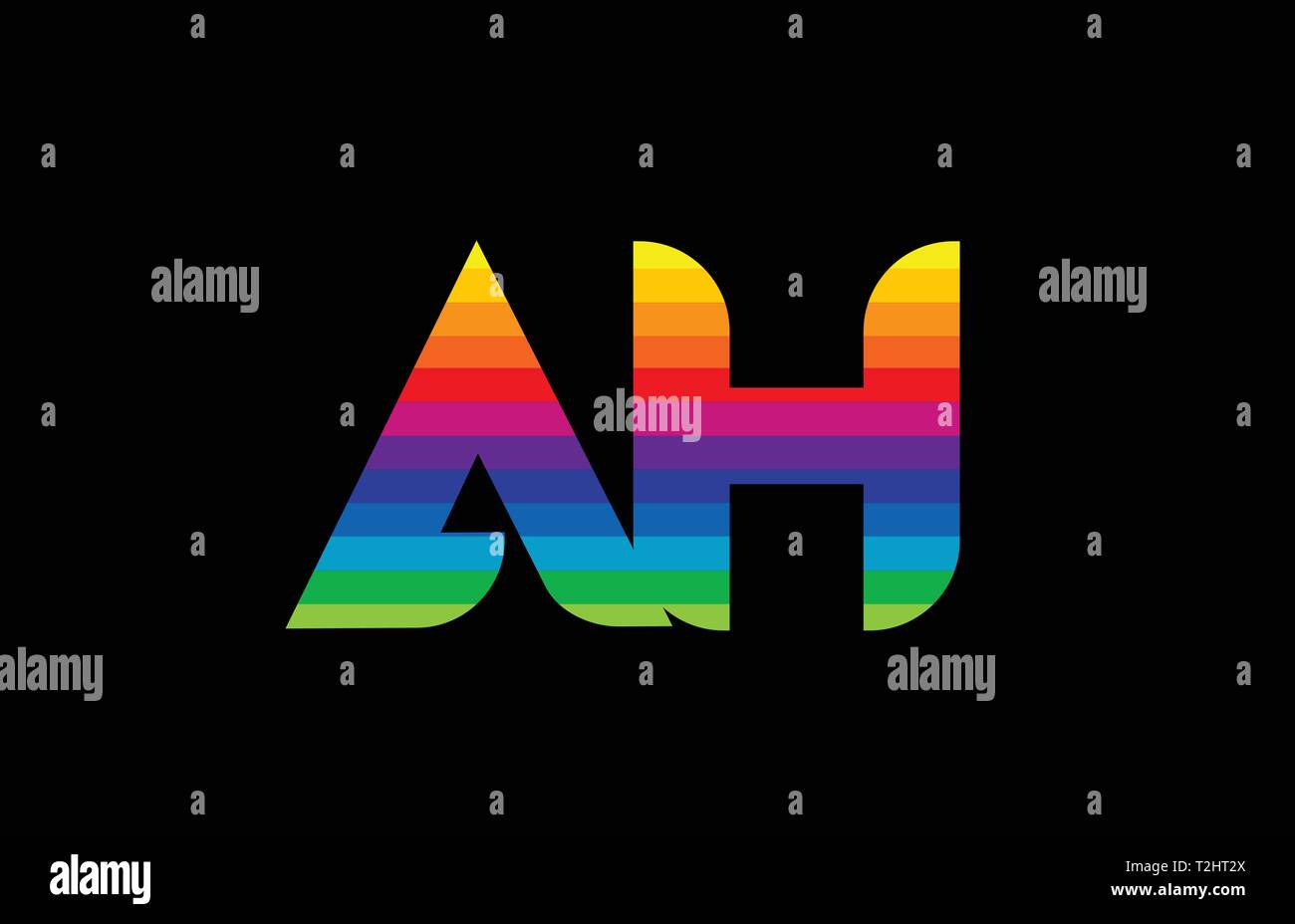 rainbow color colored colorful alphabet letter ah a h logo combination ...