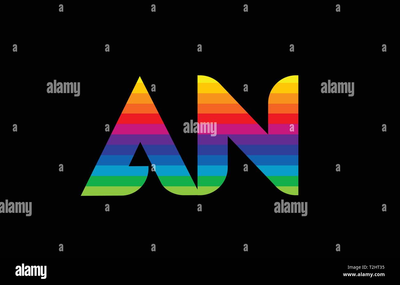 rainbow color colored colorful alphabet letter an a n logo combination ...