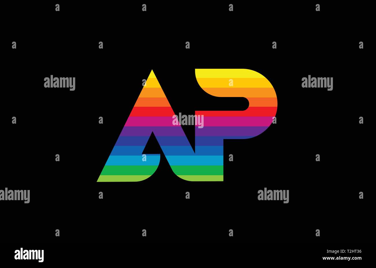rainbow color colored colorful alphabet letter ap a p logo combination ...