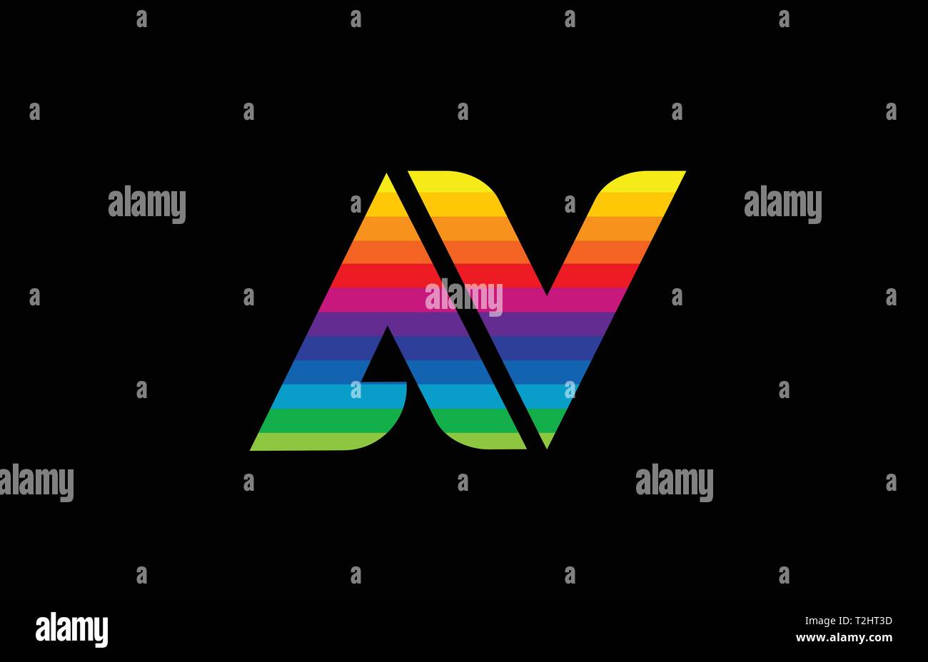 rainbow color colored colorful alphabet letter av a v logo combination ...