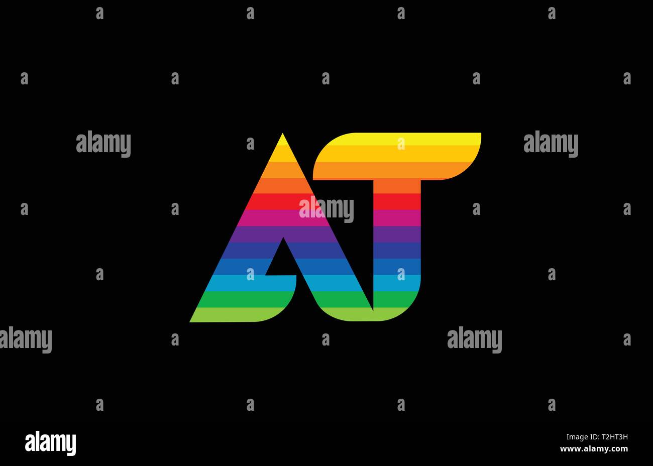 rainbow color colored colorful alphabet letter at a t logo combination ...