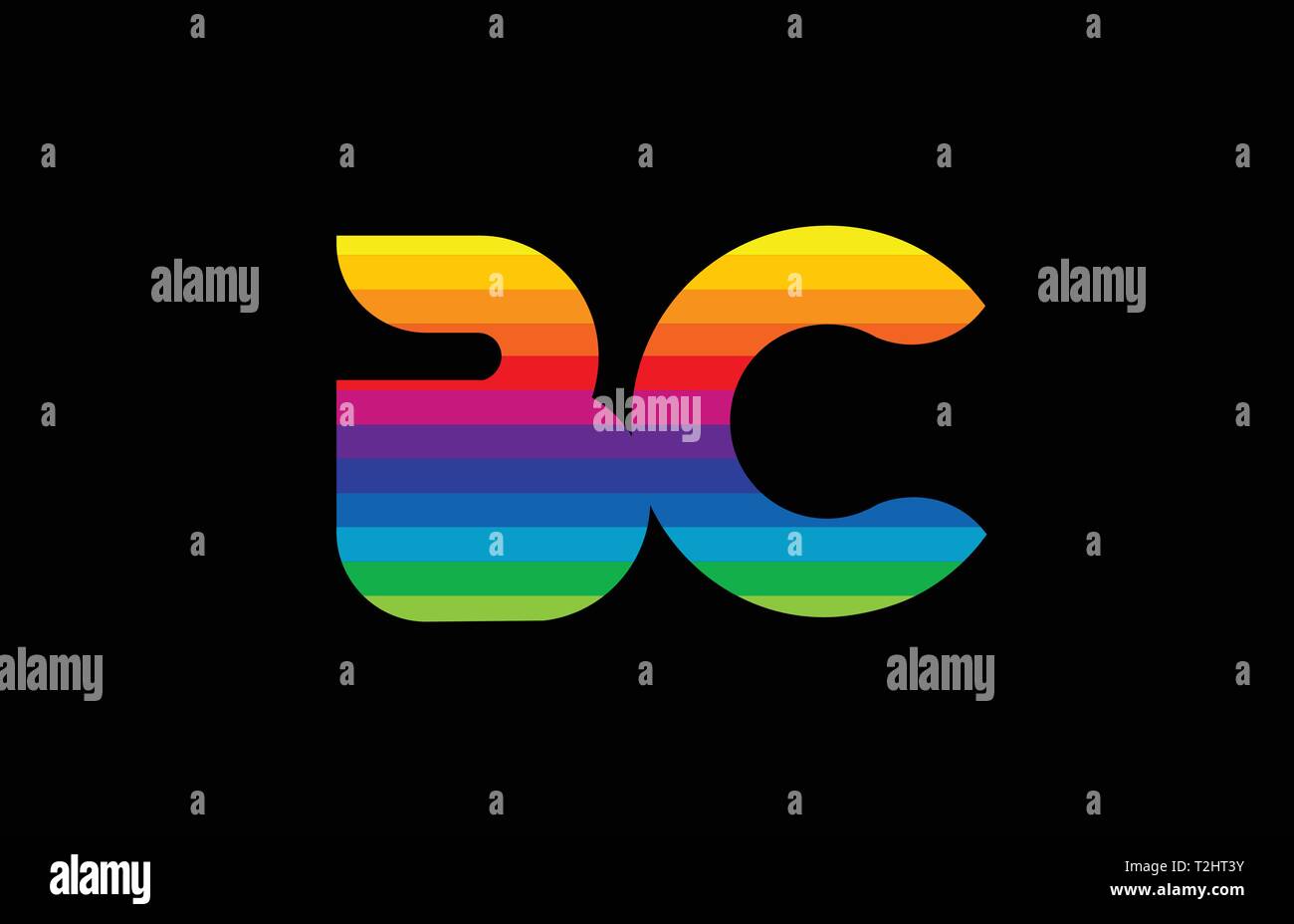rainbow color colored colorful alphabet letter bc b c logo combination ...
