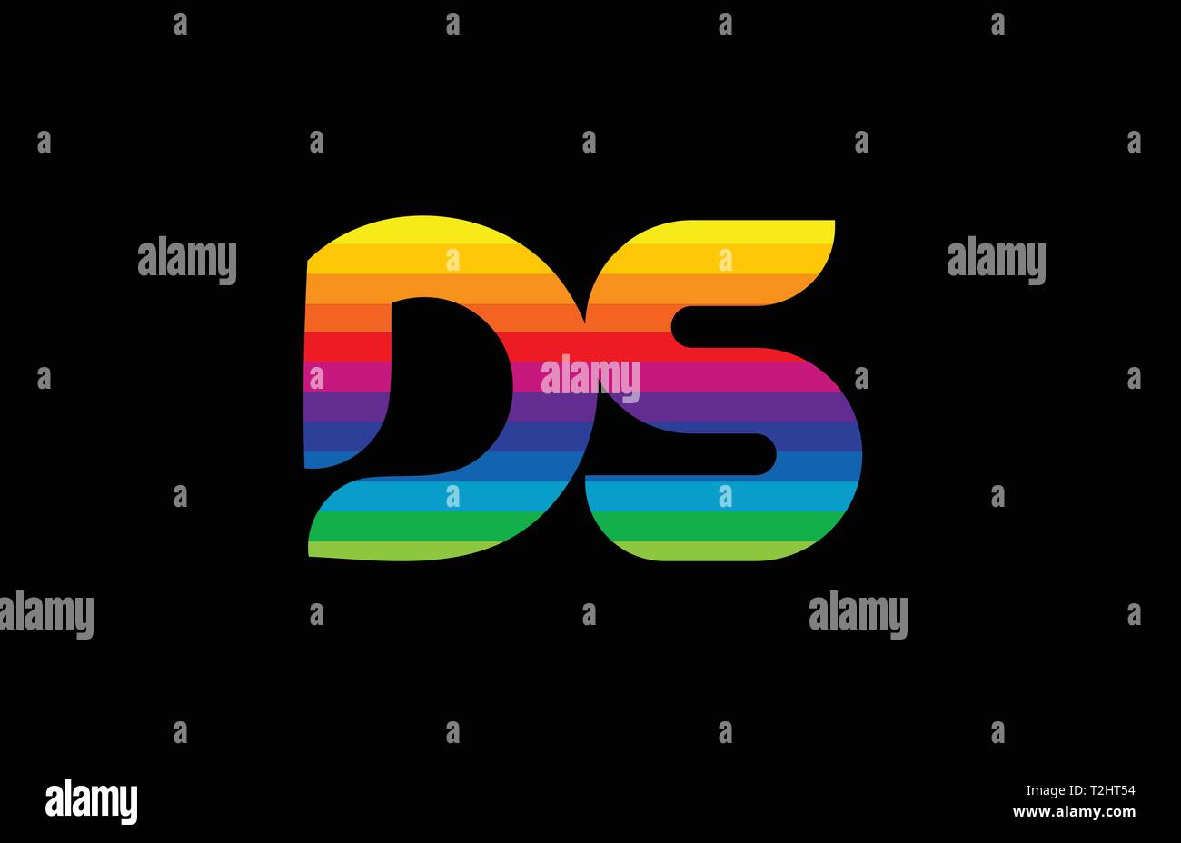 rainbow color colored colorful alphabet letter ds d s logo combination ...