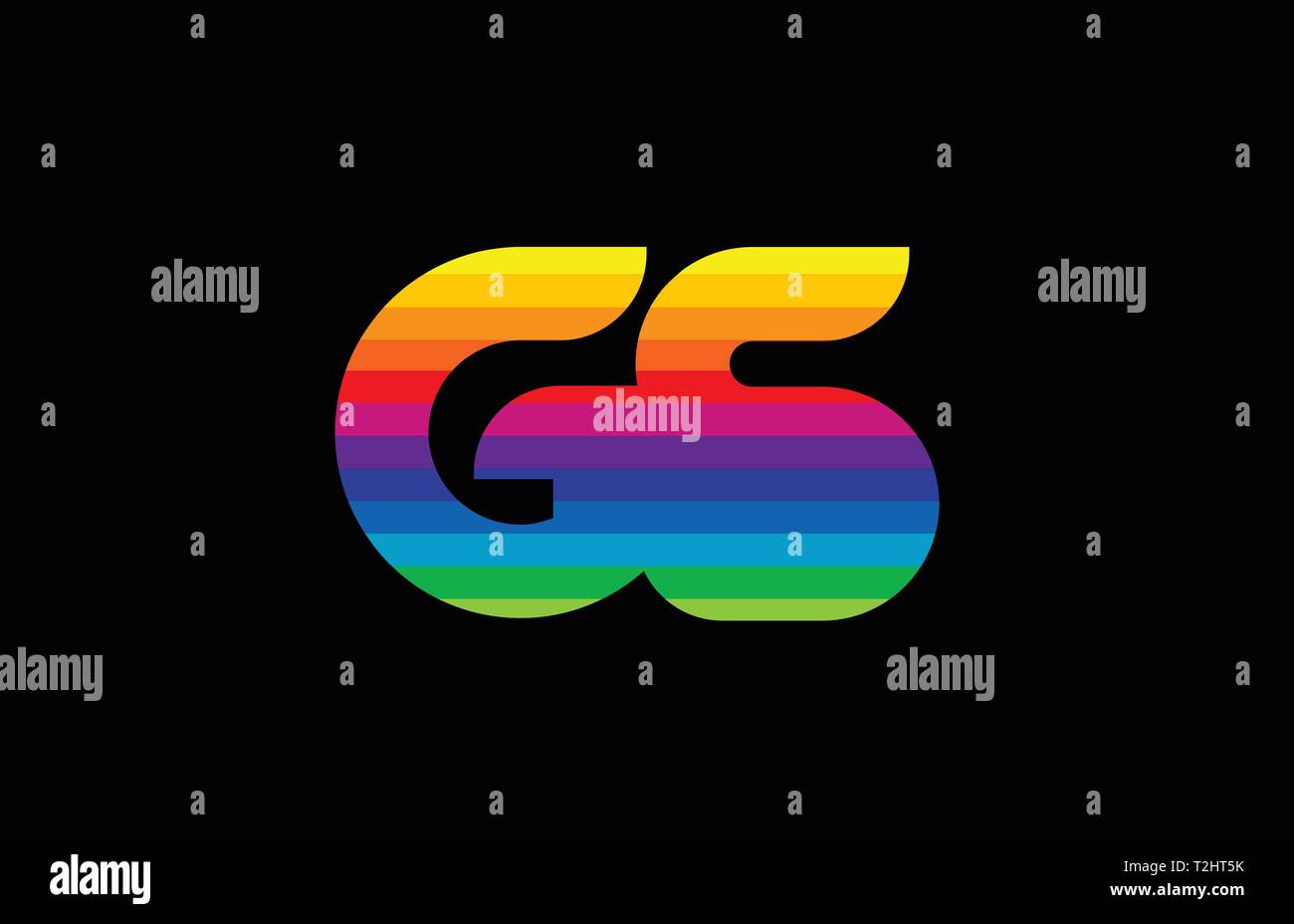 rainbow color colored colorful alphabet letter gs g s logo combination ...