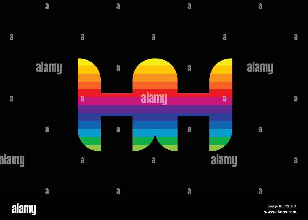 rainbow color colored colorful alphabet letter hh h h logo combination ...