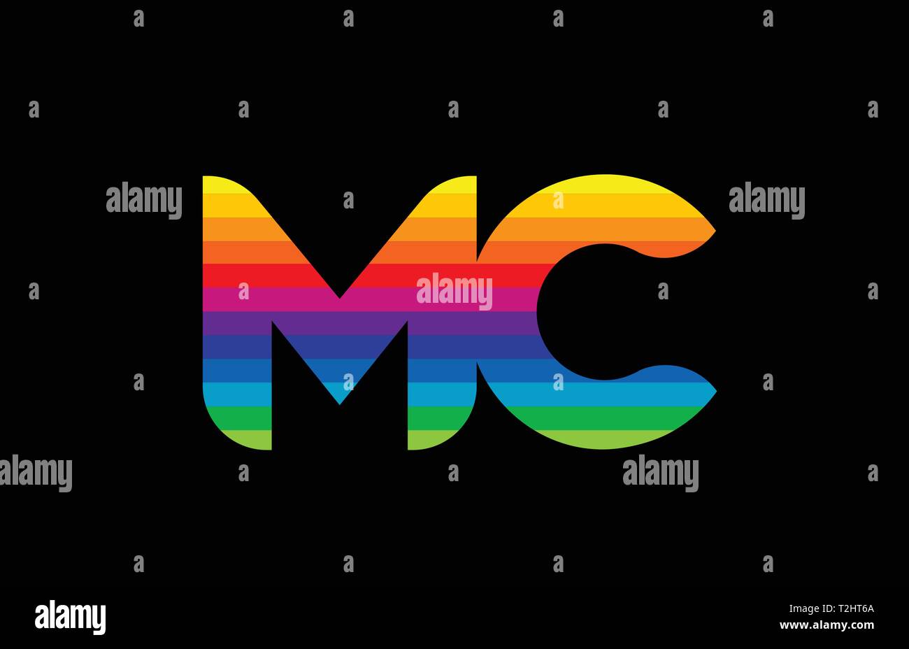 rainbow color colored colorful alphabet letter mc m c logo combination ...