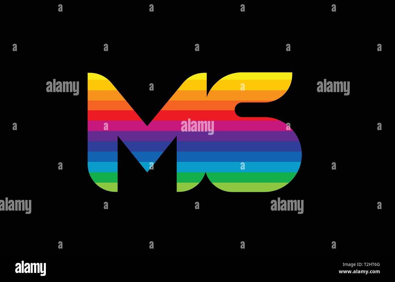 rainbow color colored colorful alphabet letter ms m s logo combination ...